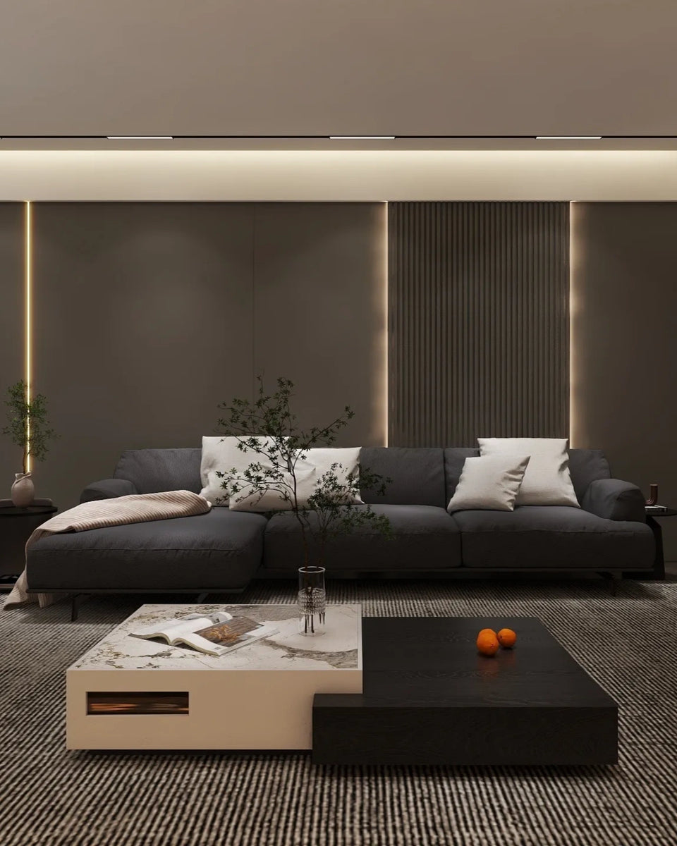 Minimalist Black Fabric L-shaped Sofa: Showcase of Modern Lifestyle ...